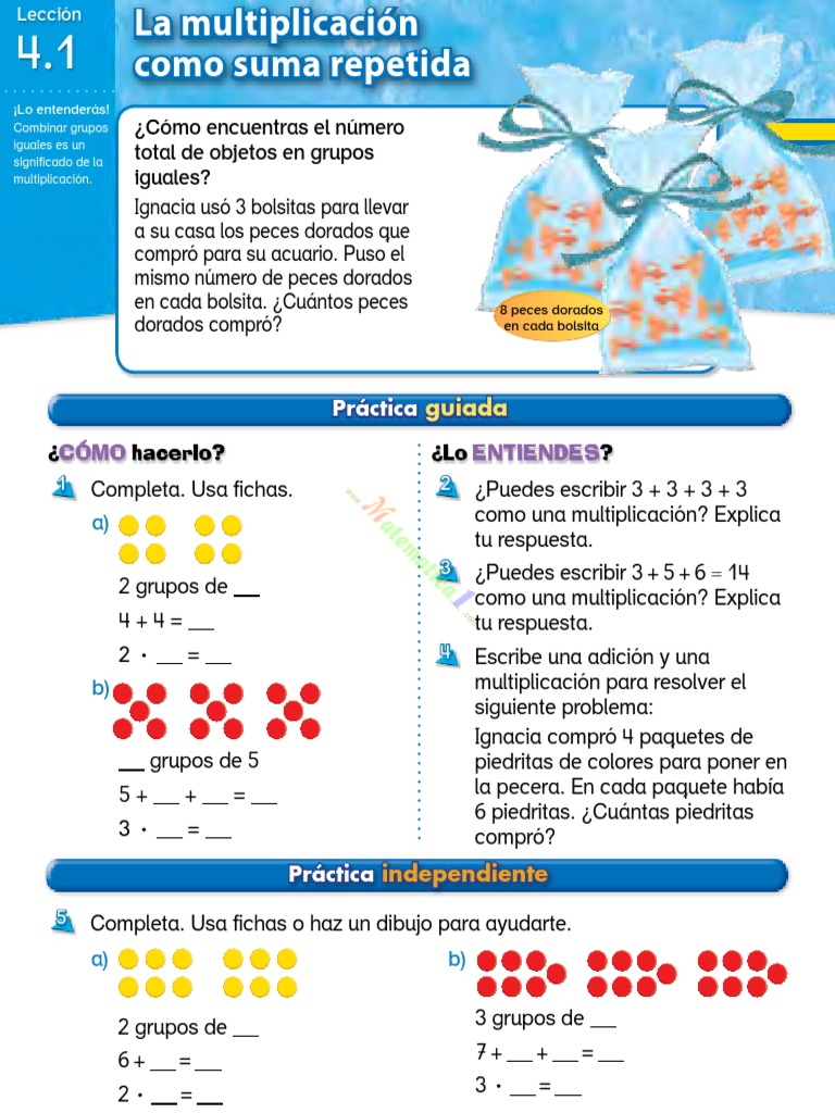 ¿Cómo encuentras el número total de objetos en grupos iguales? | Matriz ...