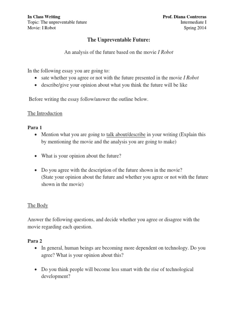 The Unpreventable Future (I Robot ICW) | PDF | Essays | Robot