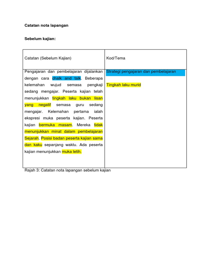 Catatan Nota Lapangan | PDF