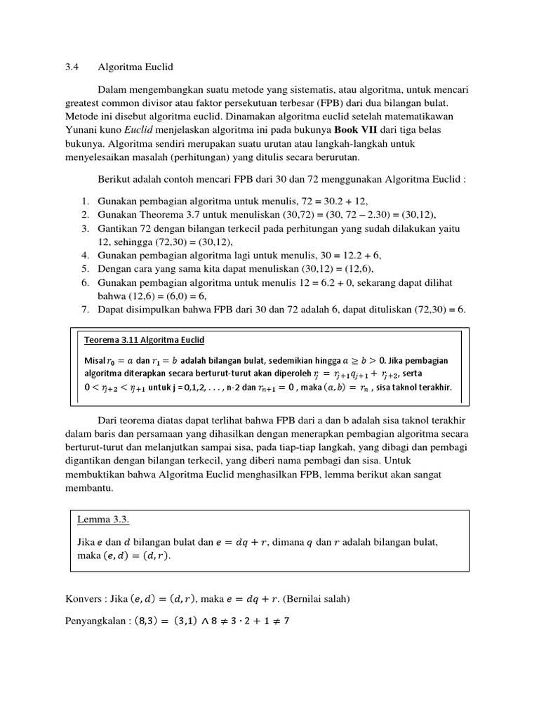Algoritma Euclid (Benar) | PDF | Metode & Bahan Ajar | Sains & Matematika