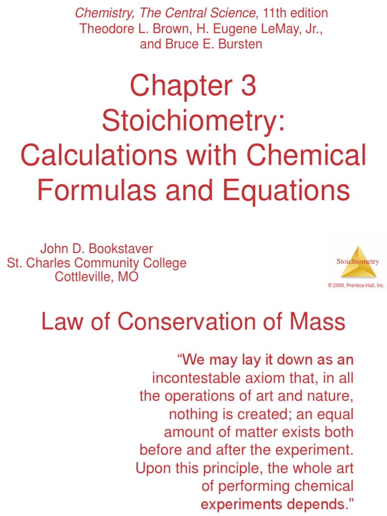 03 Stoichiometry - Outline | PDF | Stoichiometry | Mole (Unit)