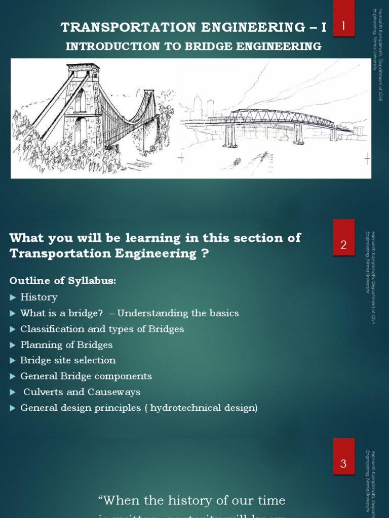 Transportation Engineering - I: Introduction To Bridge Engineering ...