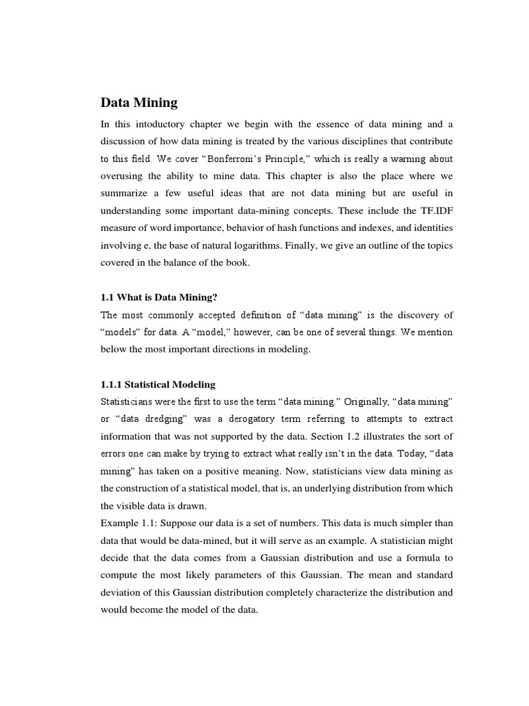 An Introduction to Key Concepts in Data Mining: Statistical Modeling, Machine Learning ...