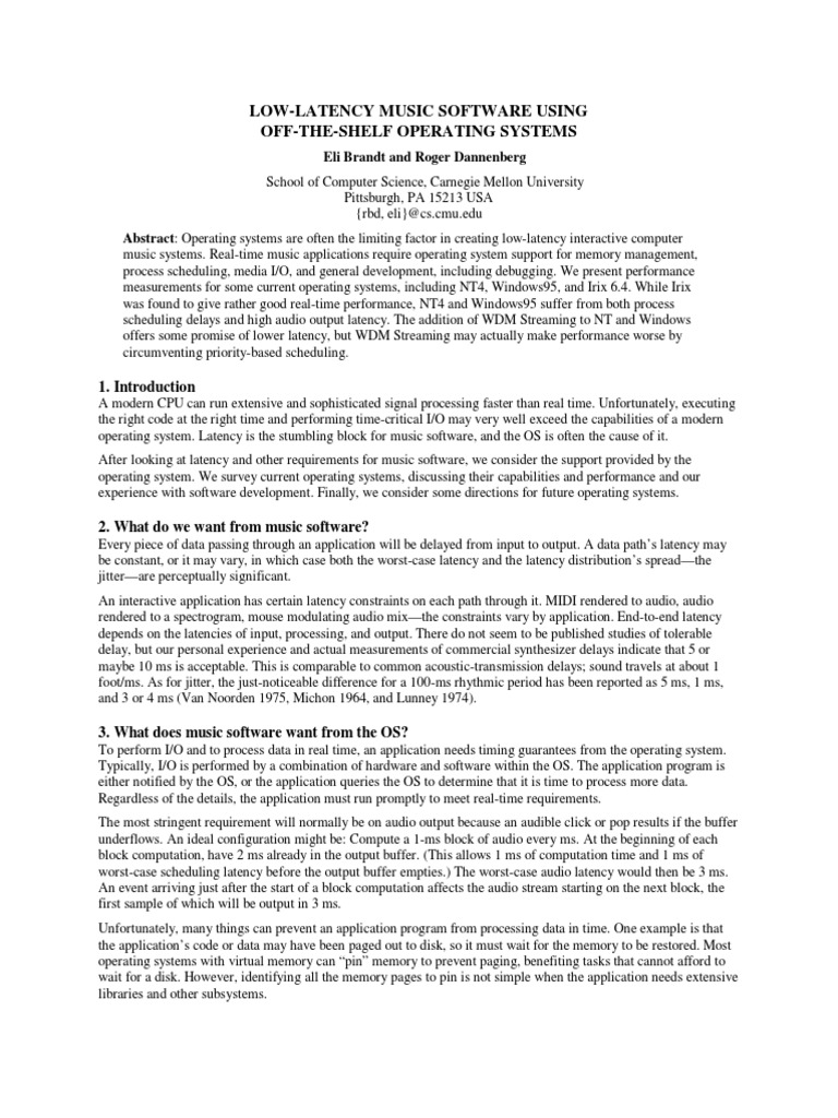 Low-Latency Music Software on OS | PDF | Scheduling (Computing ...