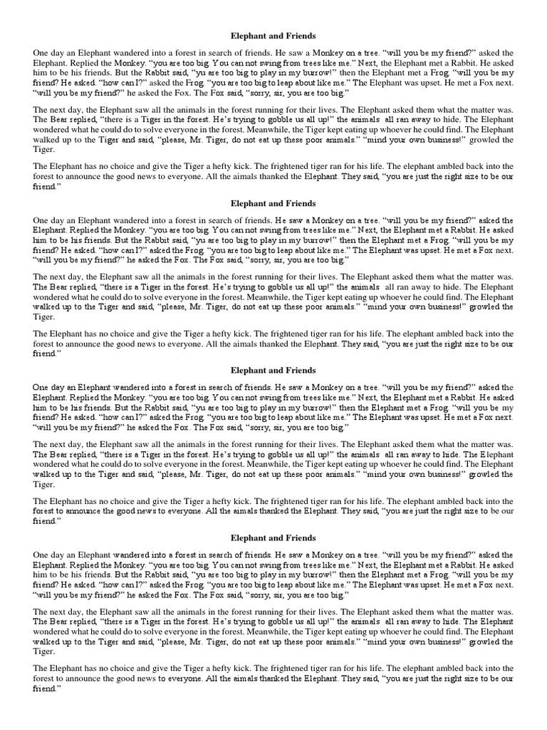 Elephant and Friends | PDF | Tiger | Elephant