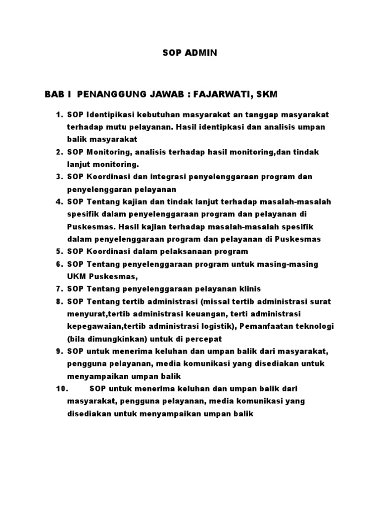 Sop Admin | PDF