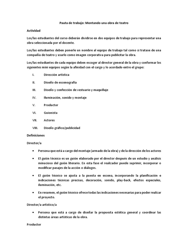 Planificación Obra de Teatro. | PDF | Teatro | Diseño