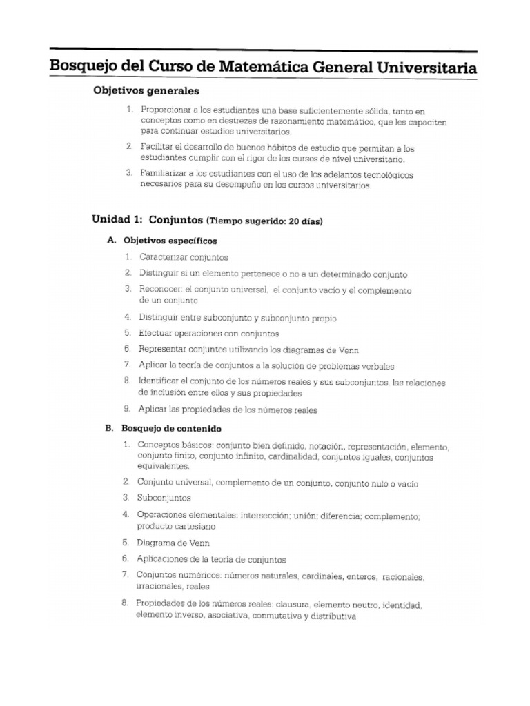 BOSQUEJO MATEMATICA GENERAL UNIVERSITARIA