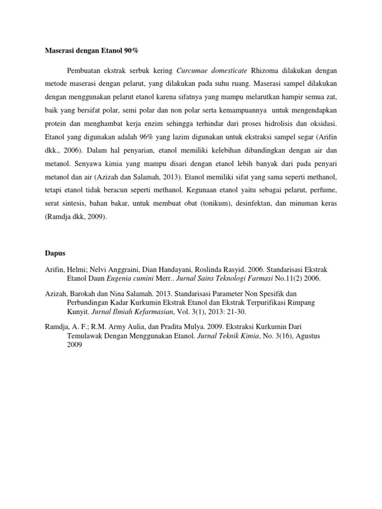 Maserasi Dengan Etanol 90% | PDF