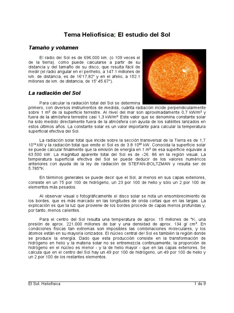 Estructura y características del Sol | PDF | Dom | Helio