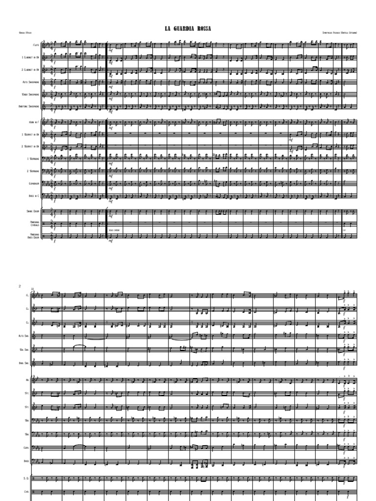 La Guardia Rossa in Eb - Partitura e Parti | PDF | Saxophone | Bois ...
