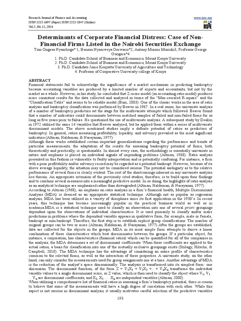 Financial Distress 1 | PDF | Bankruptcy | Cost Of Capital