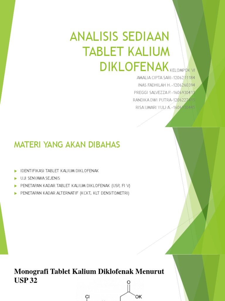 Analisis Sediaan Tablet Kalium Diklofenak | PDF