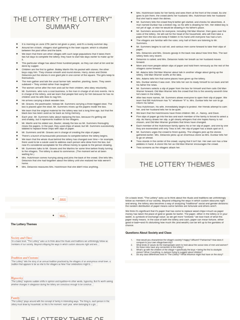 The Lottery "The Lottery" | Download Free PDF | Traditions