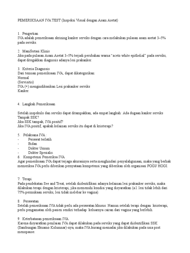 Pemeriksaan Iva Test | PDF