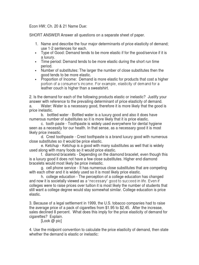 Econ HW | PDF | Price Elasticity Of Demand | Demand