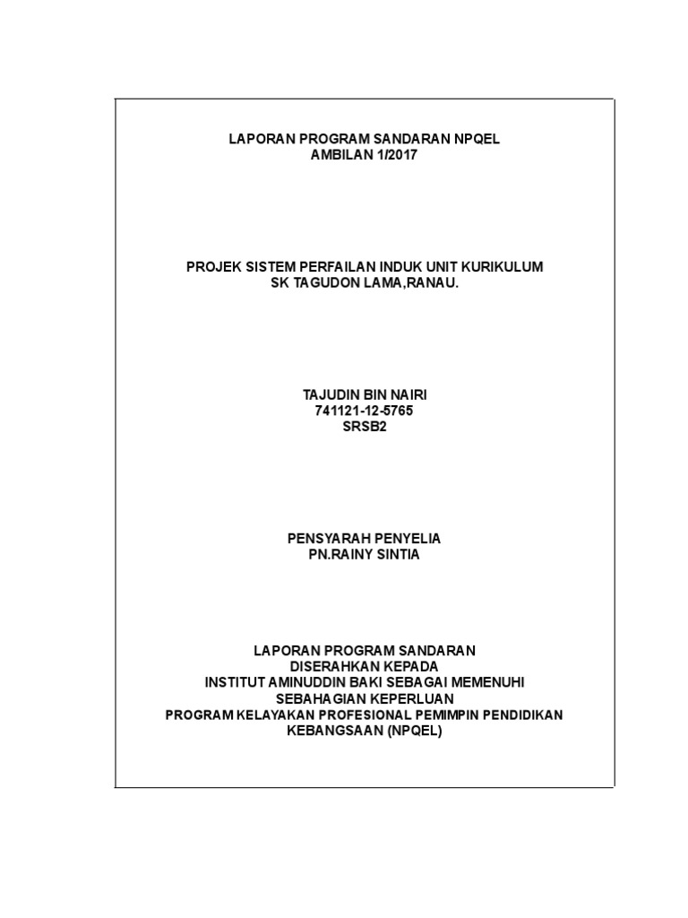 Format Laporan Npqel | PDF