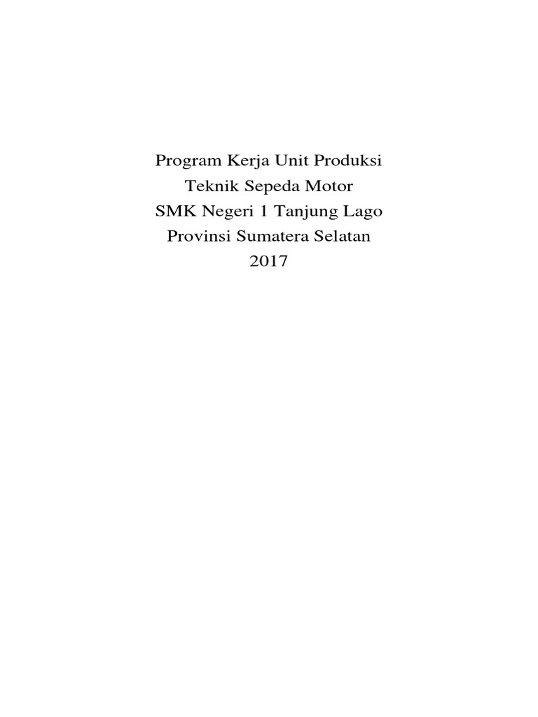 Program Kerja Unit Produksi TSM | PDF