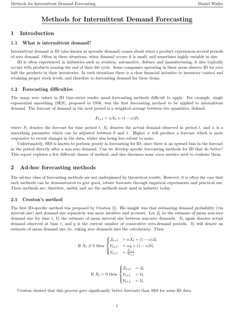 Intermittent Demand Forecasting | PDF | Stochastic Process | Forecasting