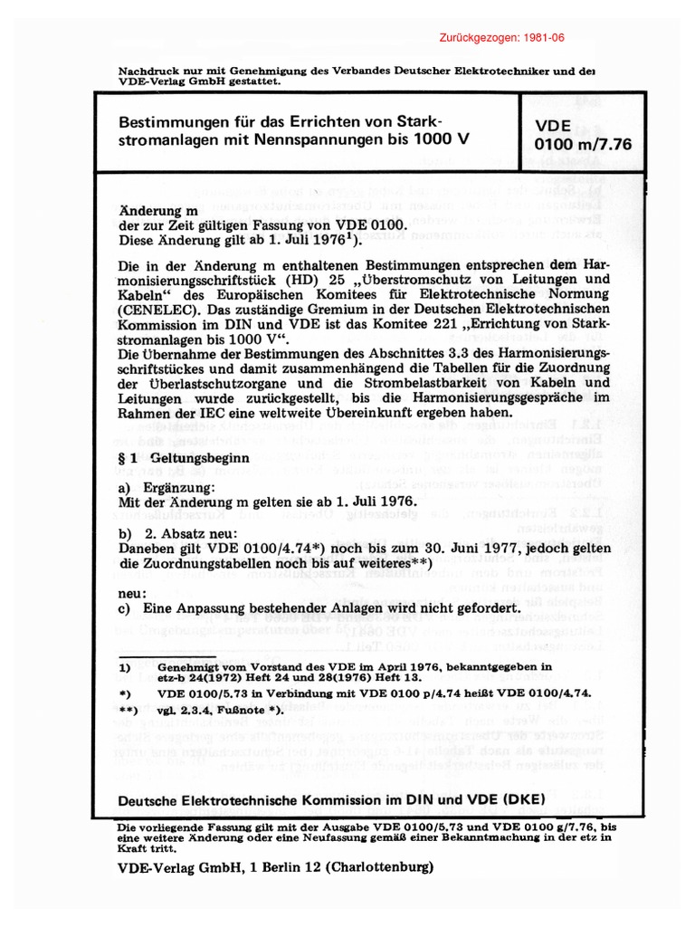 VDE 0100 M VDE 0100 M 1976-07 PDF | PDF
