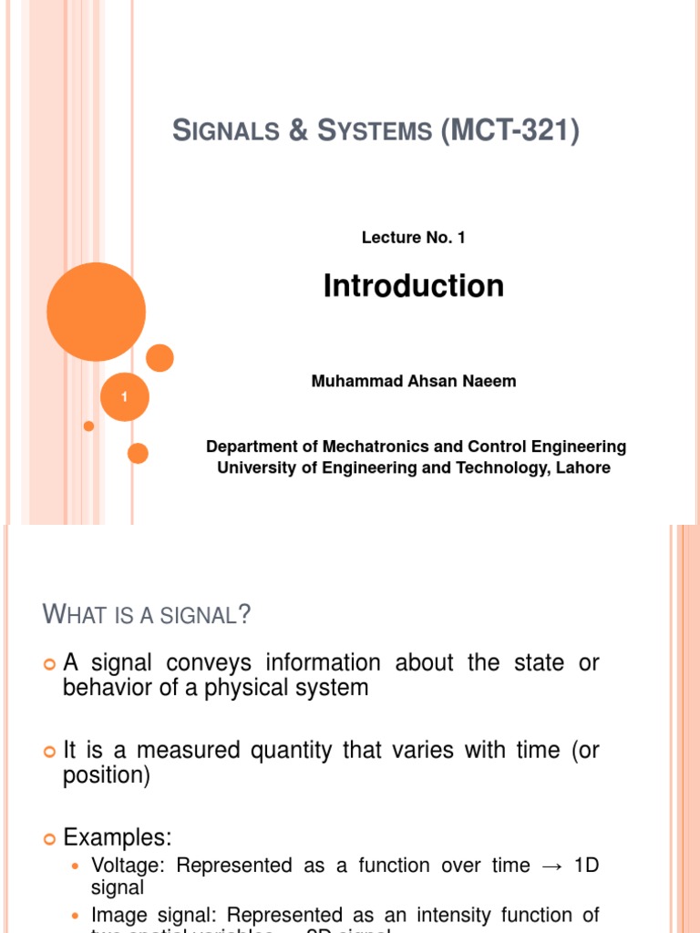 Introduction To Signal & Systems | PDF | Electronics | Teaching Mathematics