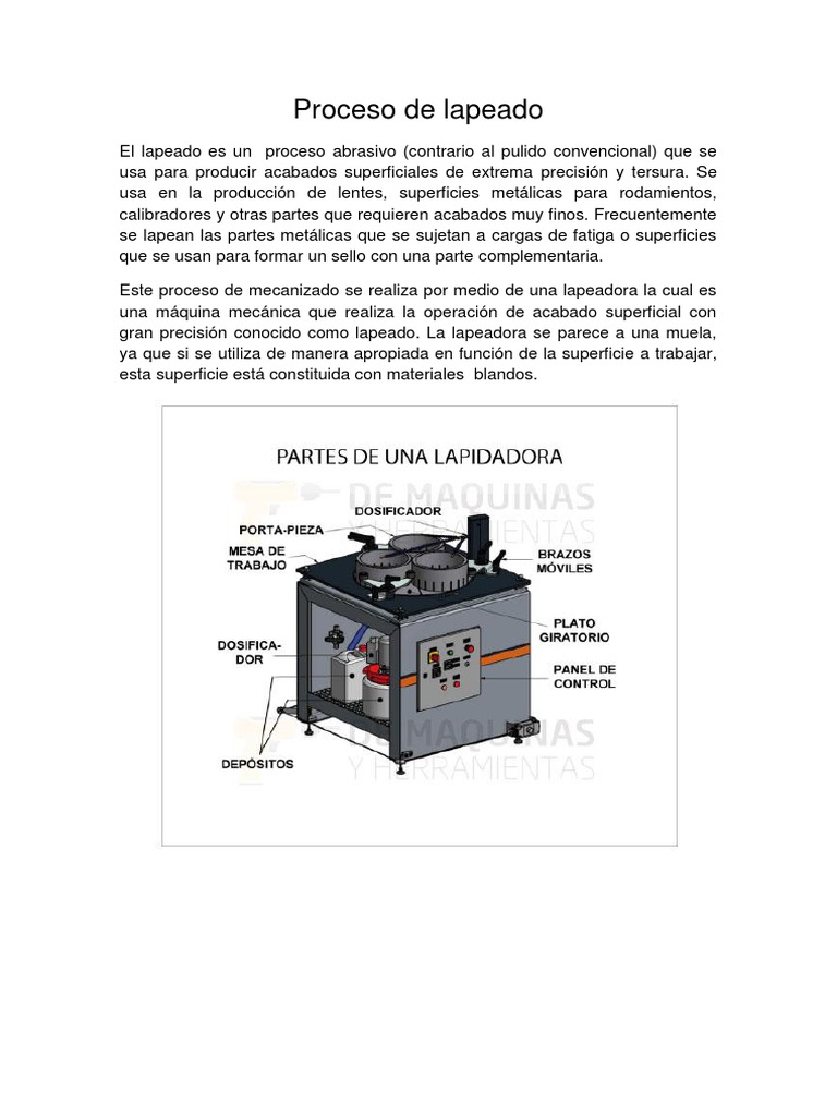 Proceso y Tipos de Lapeado | PDF | Mecanizado | Rieles