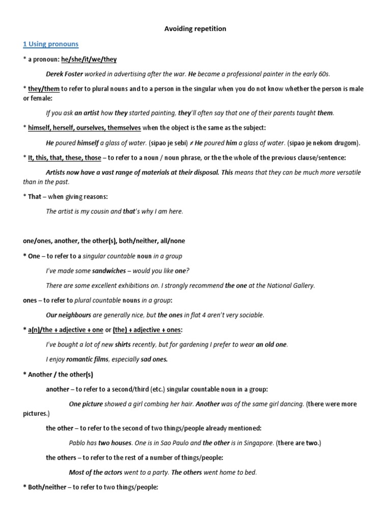 Avoiding Repetition | Noun | Grammatical Number