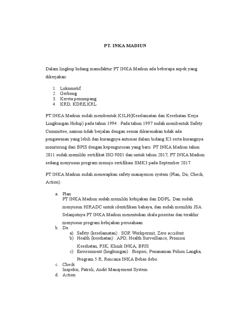 PT Inka Madiun | PDF