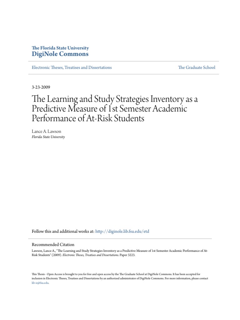 The Learning and Study Strategies Inventory | Download Free PDF ...
