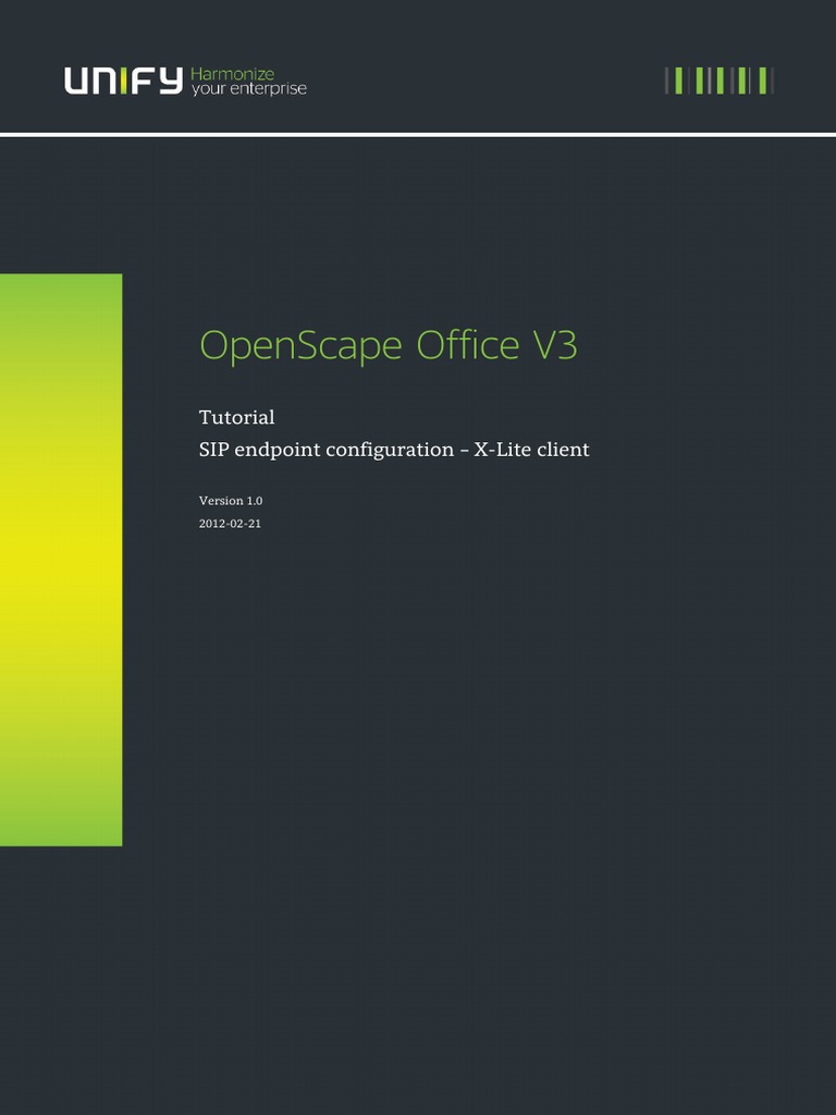 Openscape Office V3: Tutorial Sip Endpoint Configuration Ũ X-Lite ...