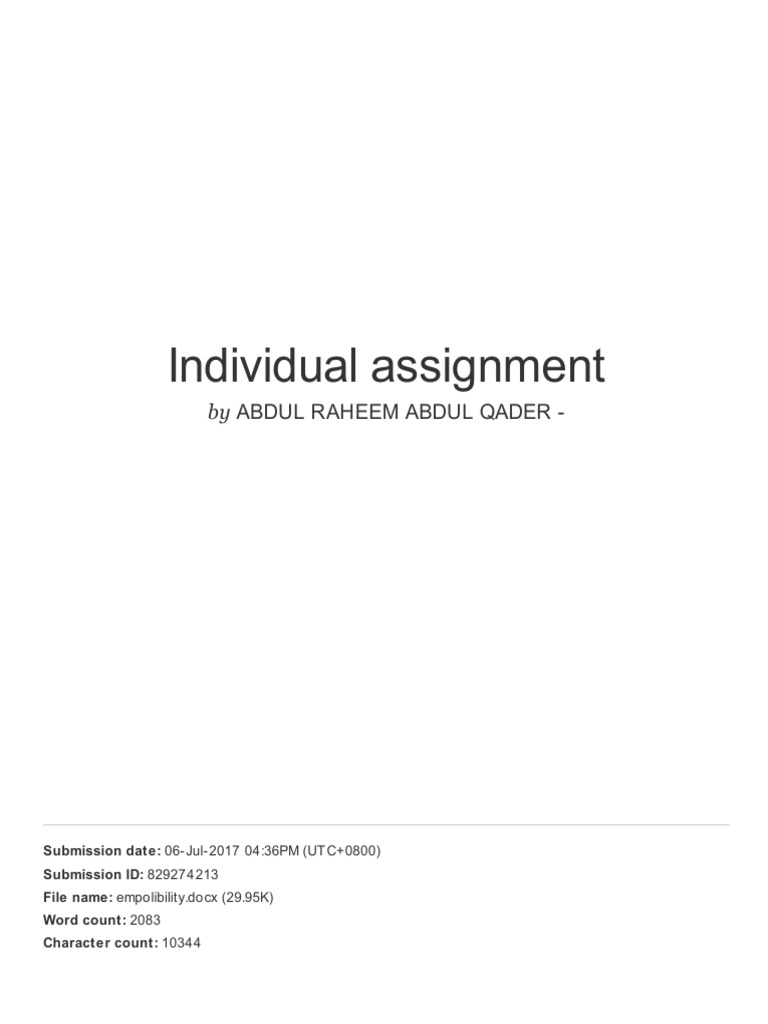 Individual Assignment | PDF
