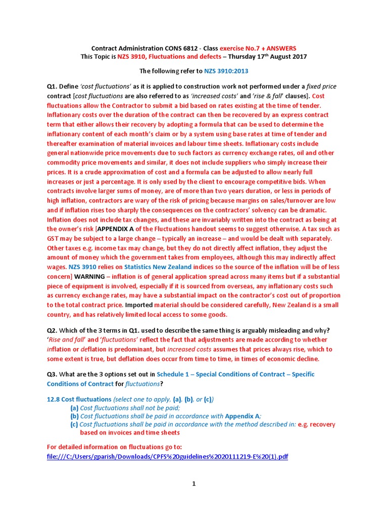 6812 - 2017 - Ex8 - 8-17-17 + ANSWERS - Fluctuations Defects Notification Period | PDF ...