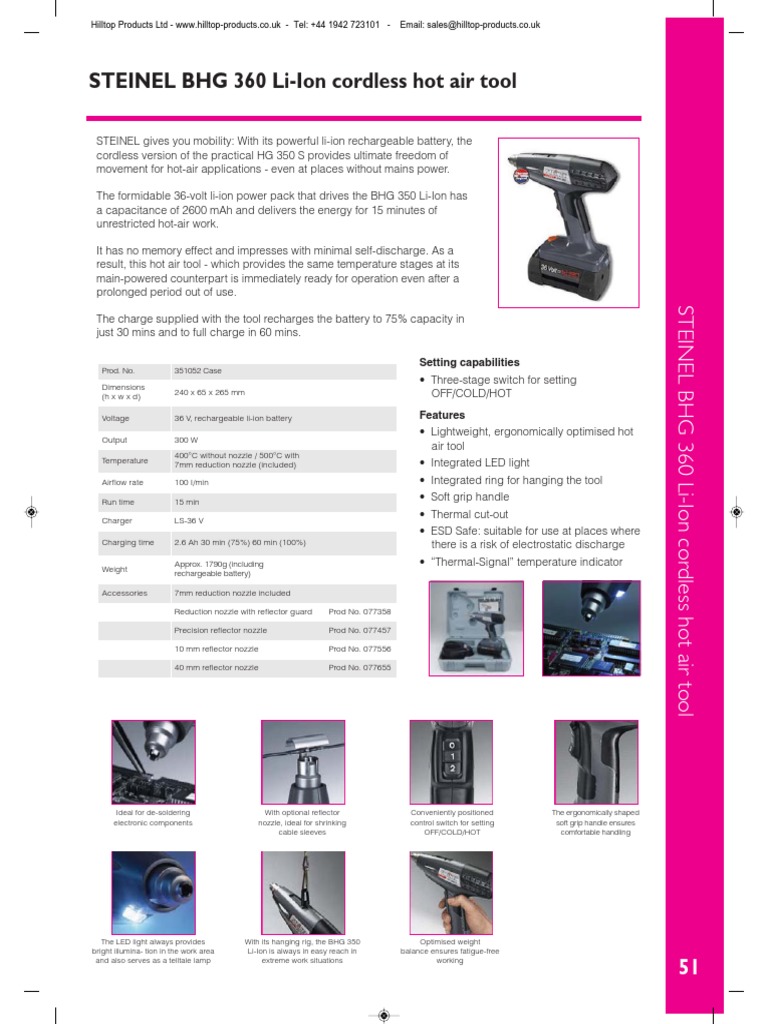 Cordless Steinel BHG 360 Heat Gun | PDF | Lithium Ion Battery | Battery ...