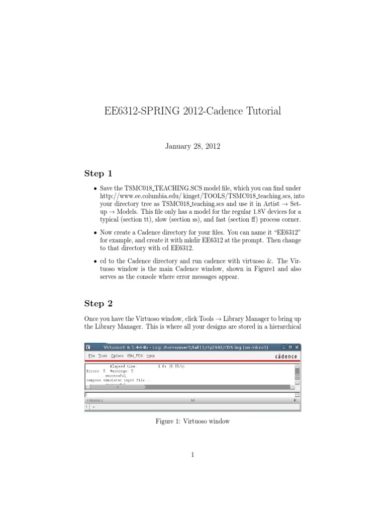 EE6312-SPRING 2012-Cadence Tutorial | PDF | Electronic Engineering | Electrical Engineering