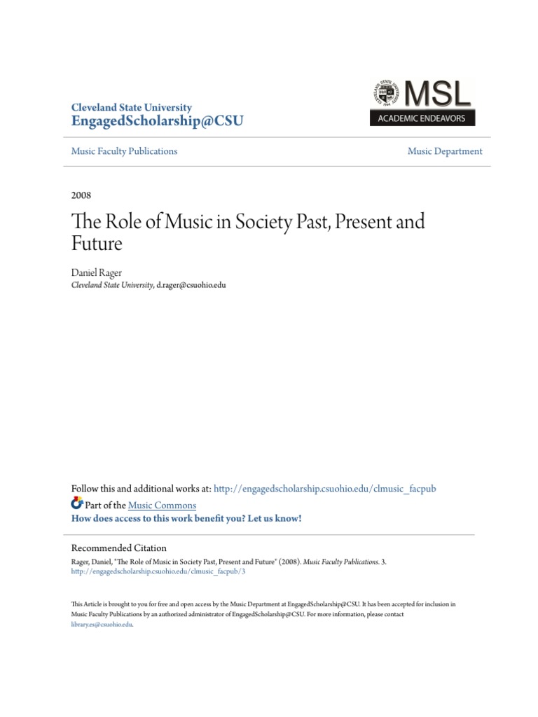 The Role of Music in Society Past Present and Future | PDF | Music ...