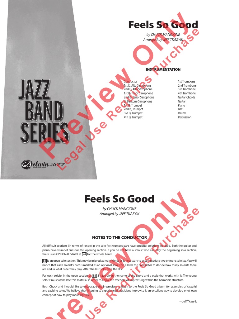 Feels So Good | PDF | Saxophone | Trombone