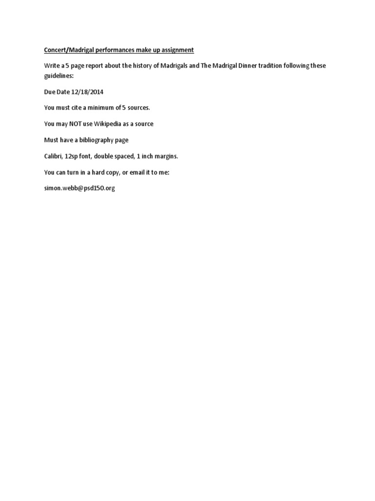 Concert Performance Make Up Assignment | PDF