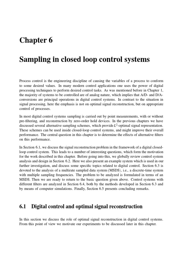 Sampling in Closed Loop Control Systems: 6.1 Digital Control and ...