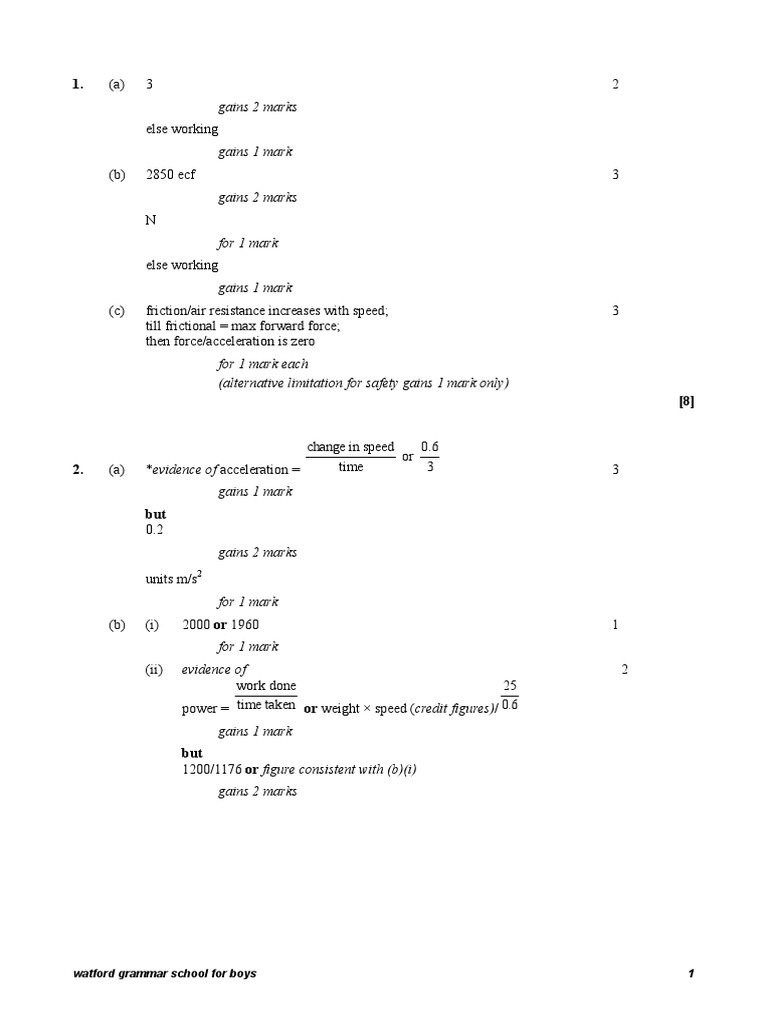 P2 Forces and Motion Mark Scheme | Download Free PDF | Momentum ...