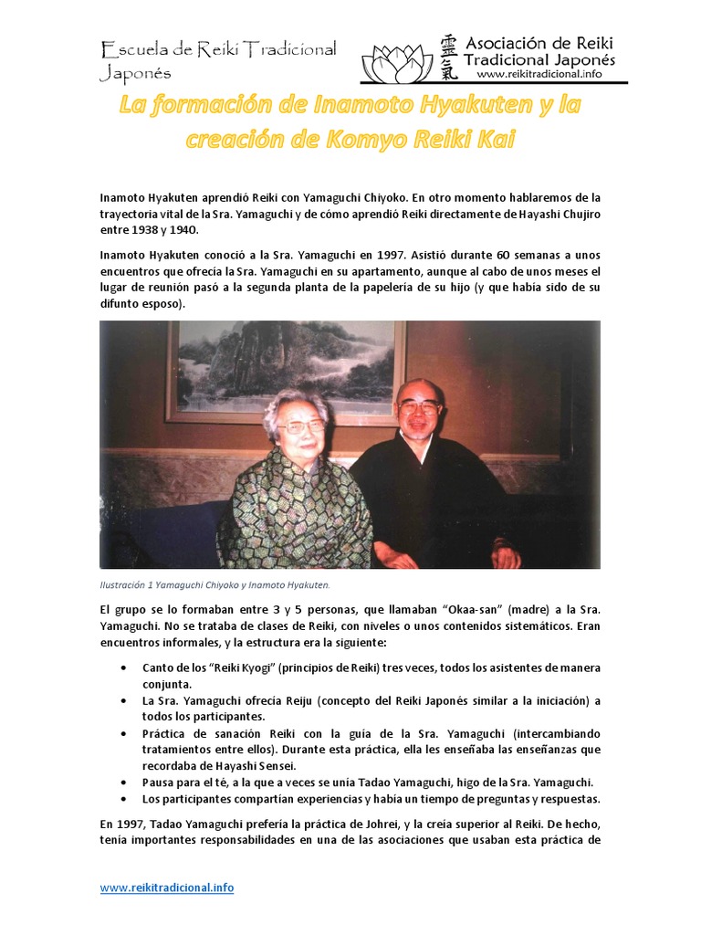 Inamoto Hyakuten Se Formó Con Yamaguchi Chiyoko | PDF | Reiki | Science