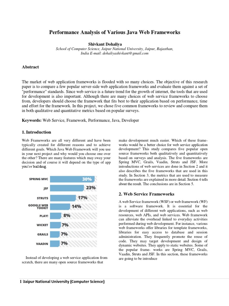 Performance Analysis of Various Java Web Frameworks | PDF | Spring Framework | Java Server Faces