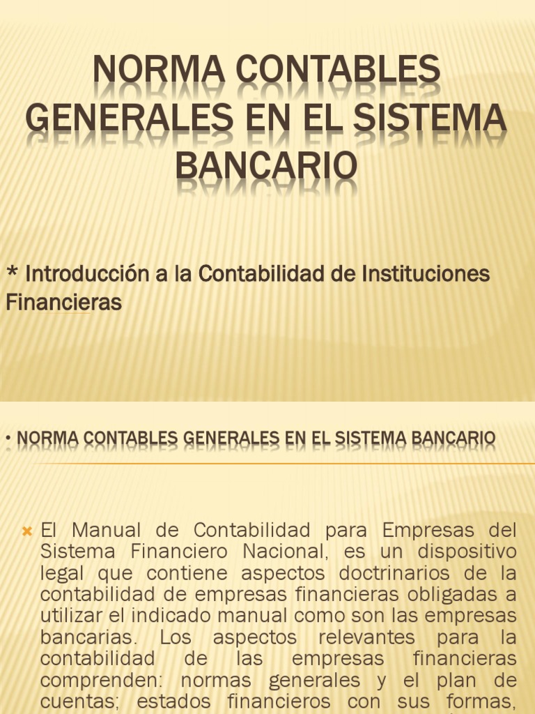 Norma Contables Generales en El Sistema Bancario | PDF | Contabilidad | Bancos