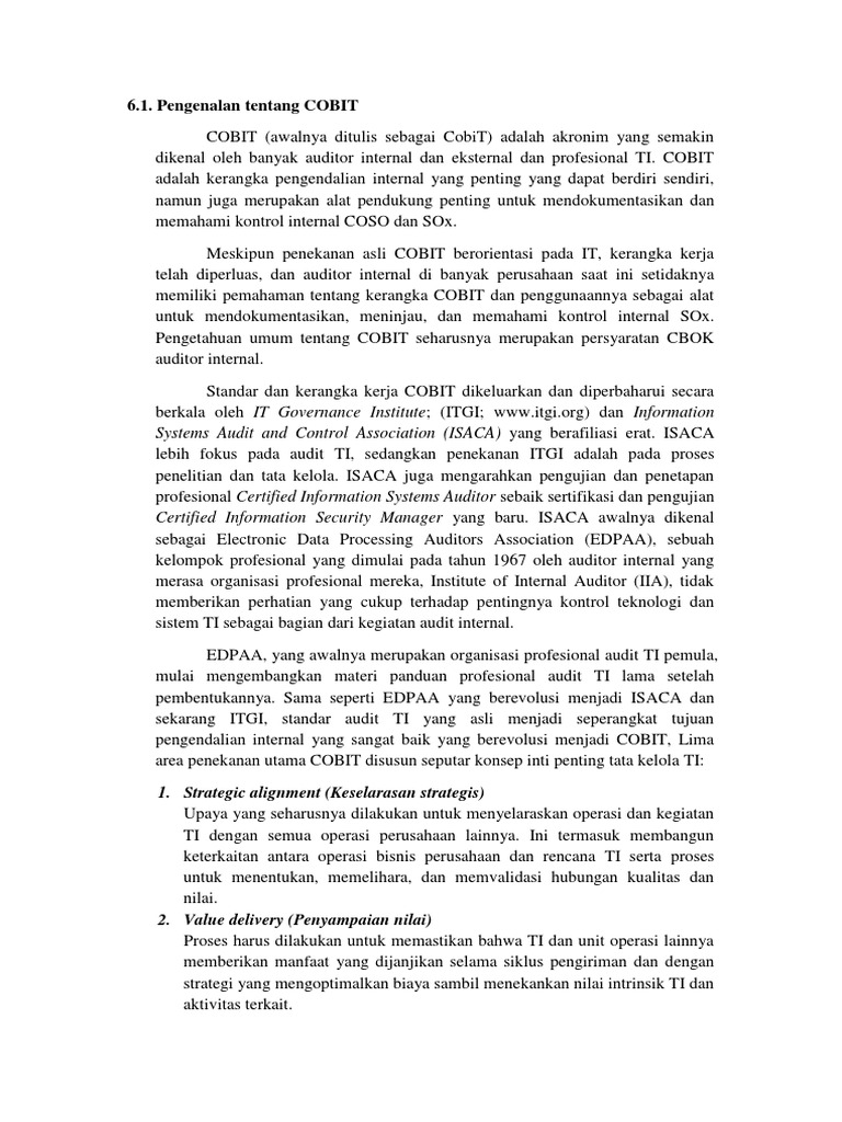 Bab 6 Internal Audit Cobit | PDF