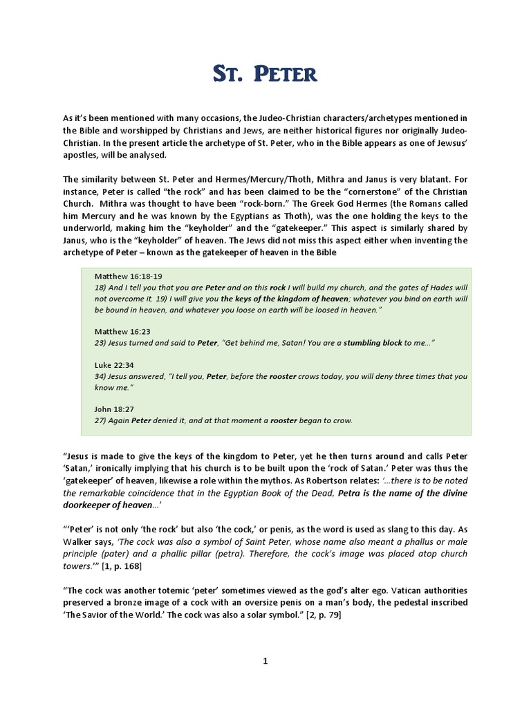 St. Peter | PDF | Rooster | Saint Peter
