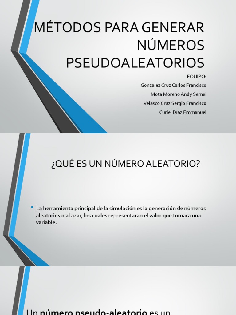 Métodos para Generar Números Pseudoaleatorios | PDF | Aleatoriedad ...
