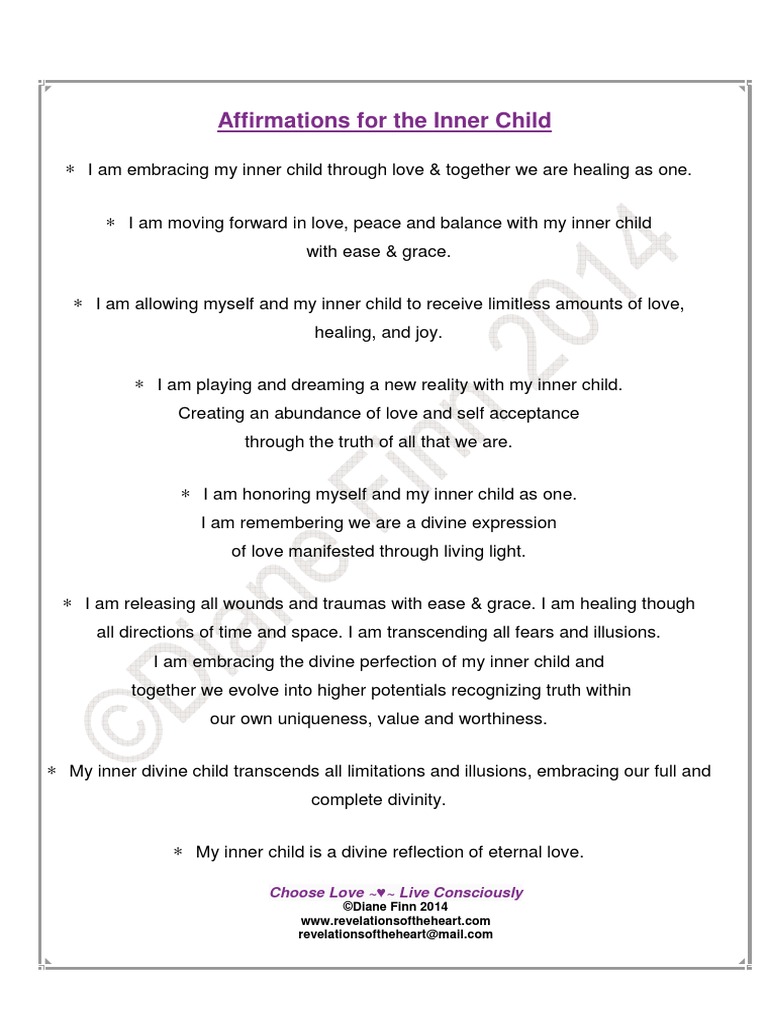 Affirmations For The Inner Child | PDF