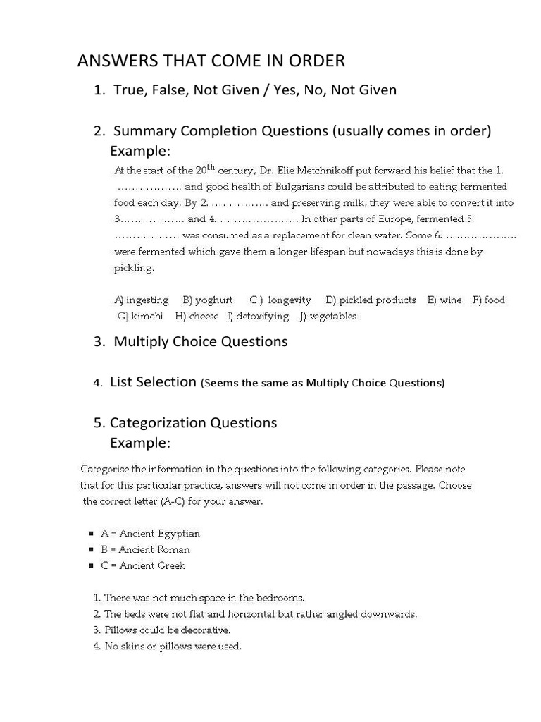 Types of Question Formats Explained | PDF