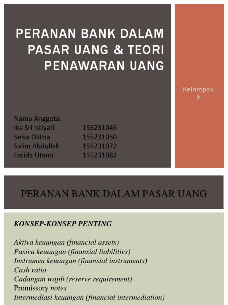 Peranan Bank Dalam Pasar Uang & Teori Penawaran Uang | PDF