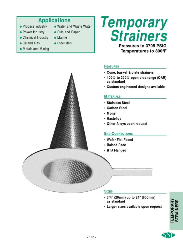 Temporary Strainers: Applications | PDF | Viscosity | Structural Steel