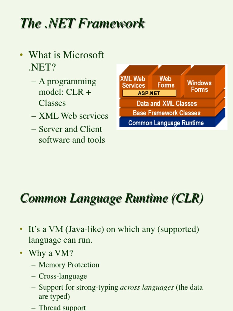 What Is Microsoft A Programming Model Clr Classes Xml Web Services Server And Client